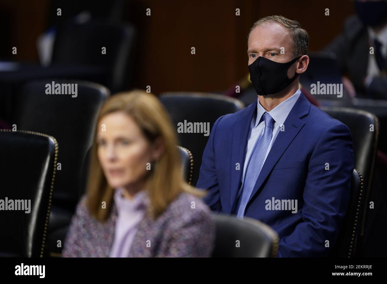 Husband Jesse Barrett looks on as Supreme Court nominee Amy Coney ...
