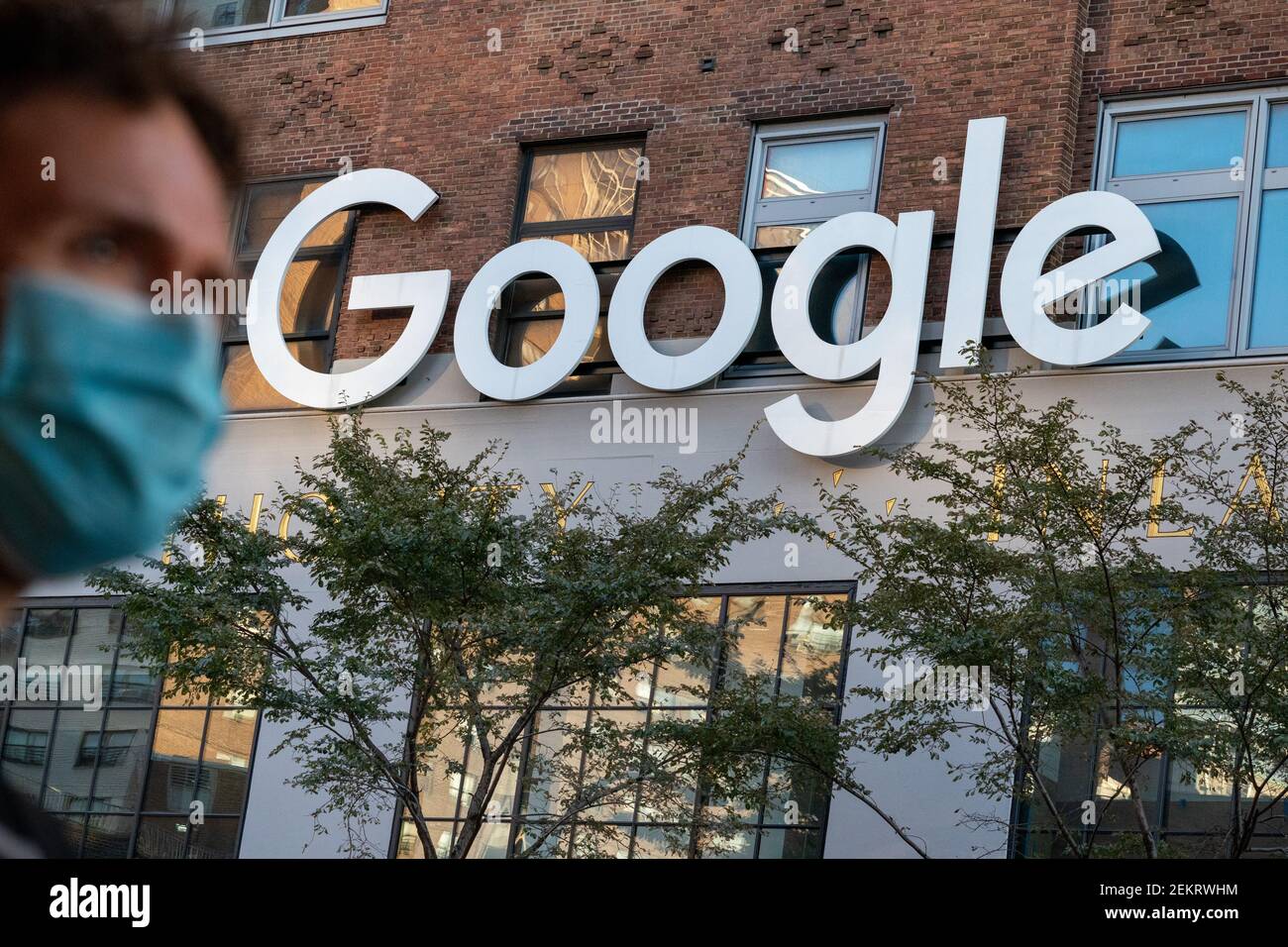 View of a Google NYC headquarters in Chelsea, New York city. (Photo by ...