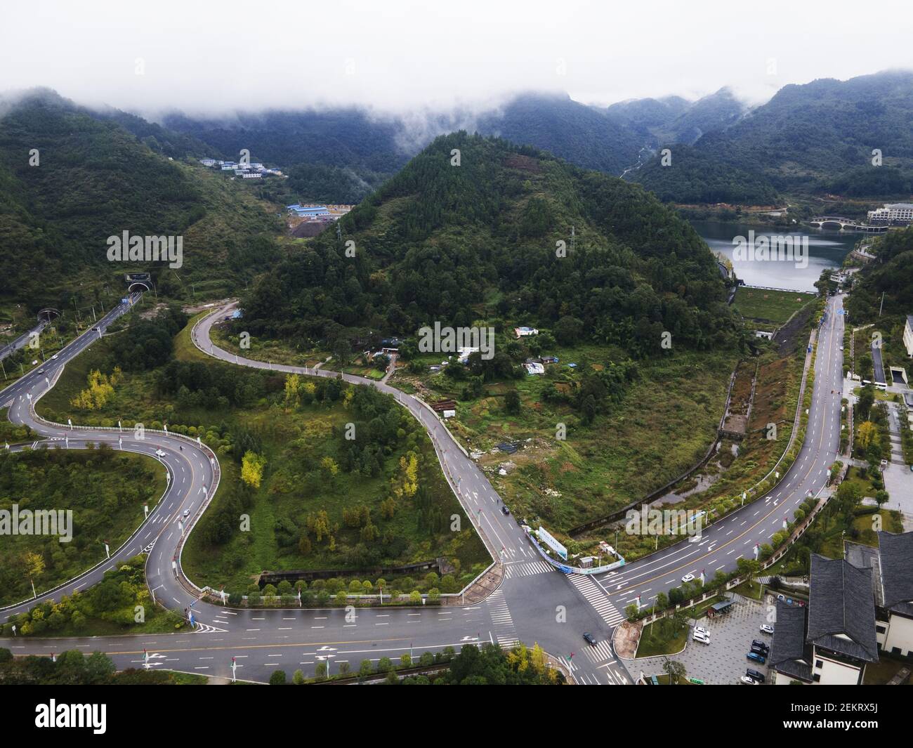 An aerial view of mountain roads, which are great complement of ...