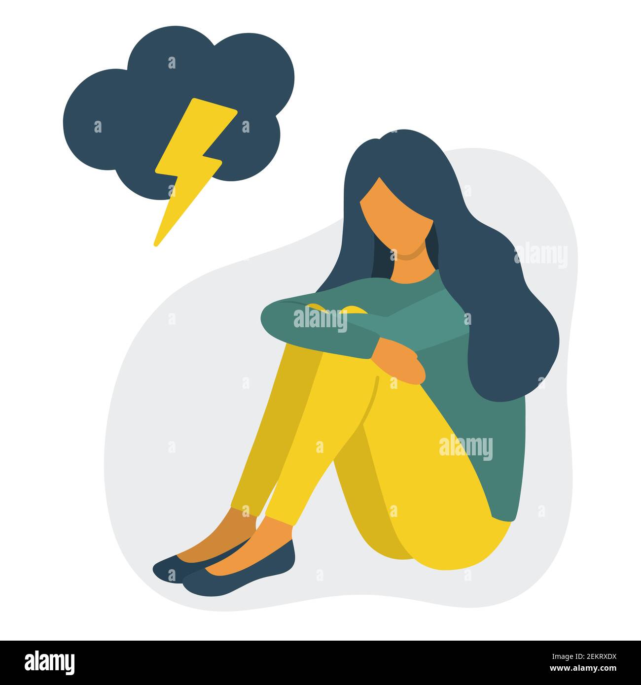 Sad depressed lonely young woman Stock Vector Images - Alamy
