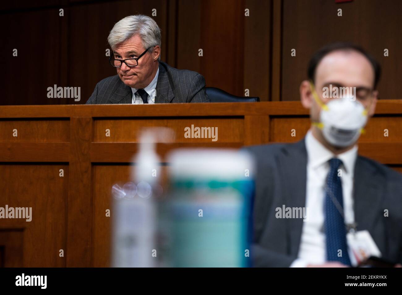 Senator Sheldon Whitehouse (D-RI) speaks during a business meeting ...