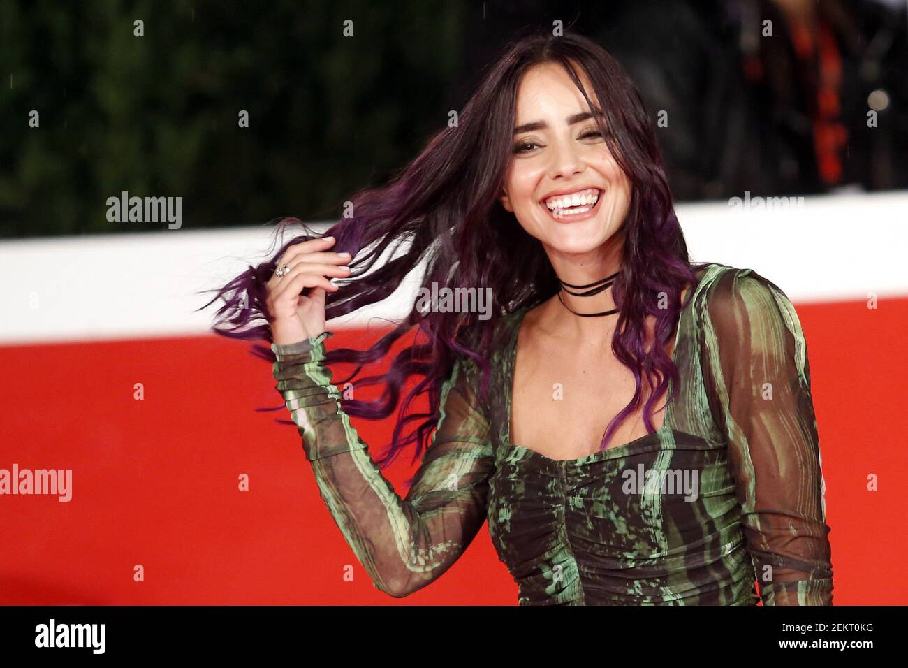 The Italian singer Giulia Penna poses for photographers on the red ...