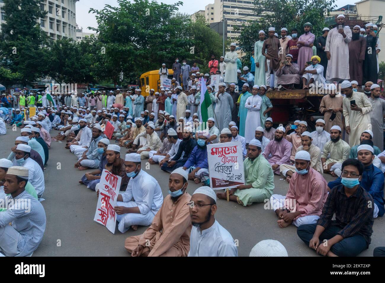 Islamic activists took part in an ongoing protest against rape and ...