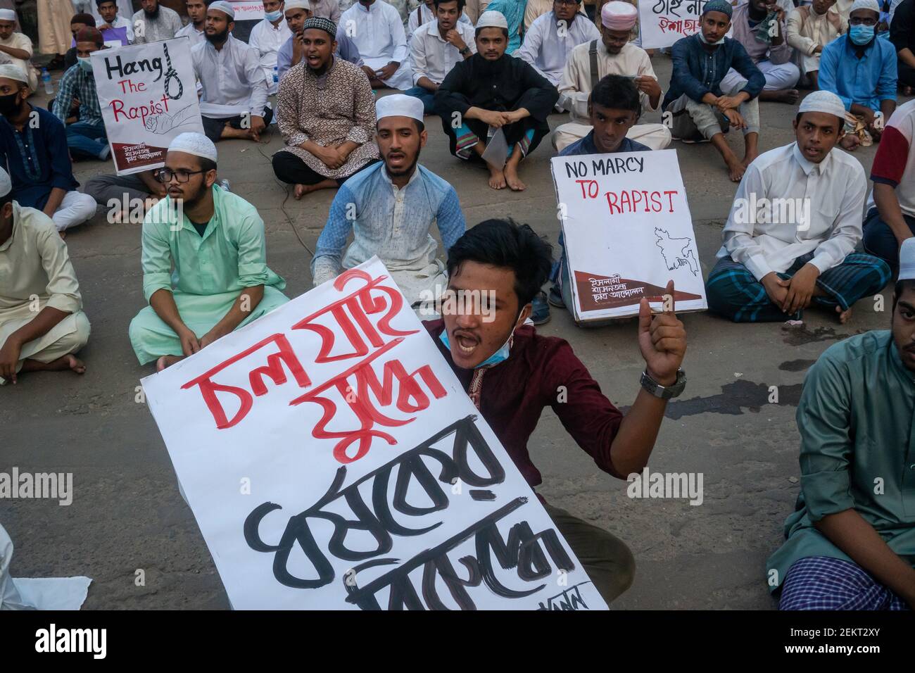 Islamic activists took part in an ongoing protest against rape and ...