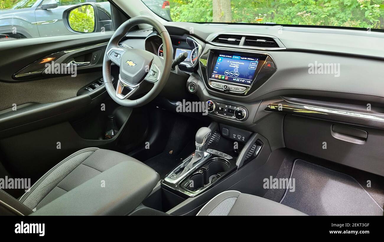 The interior of the 2021 Chevy Trailblazer is well turned out with ...