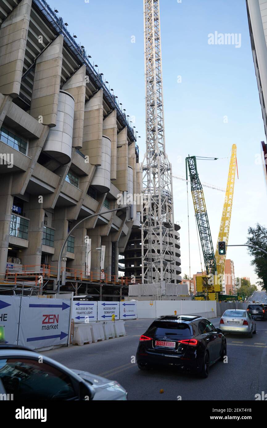 A view of the stadium during its renovation. The new Bernabeu Stadium ...