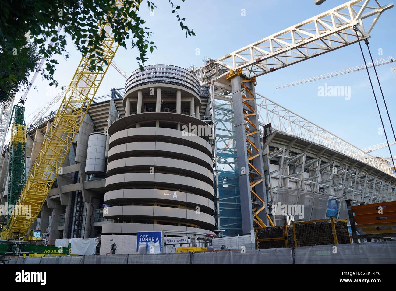 A view of the stadium during its renovation. The new Bernabeu Stadium ...