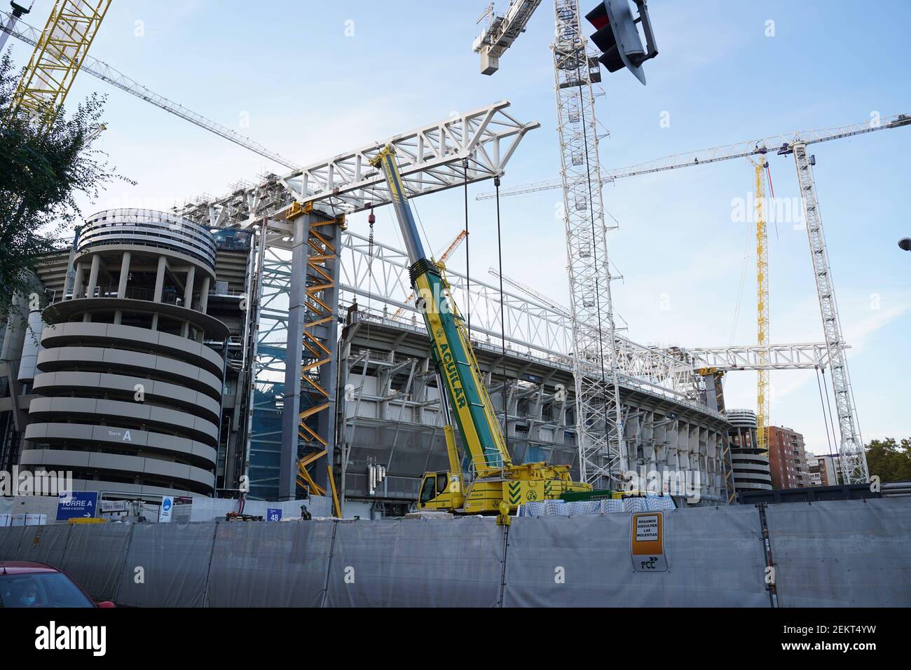 A view of the stadium during its renovation. The new Bernabeu Stadium ...