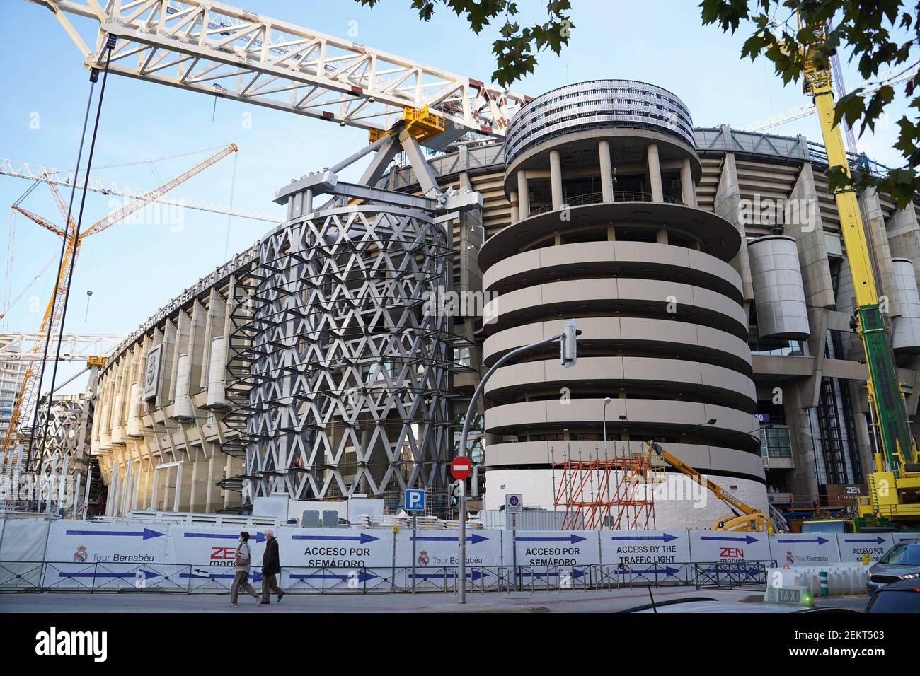 A view of the stadium during its renovation. The new Bernabeu Stadium ...