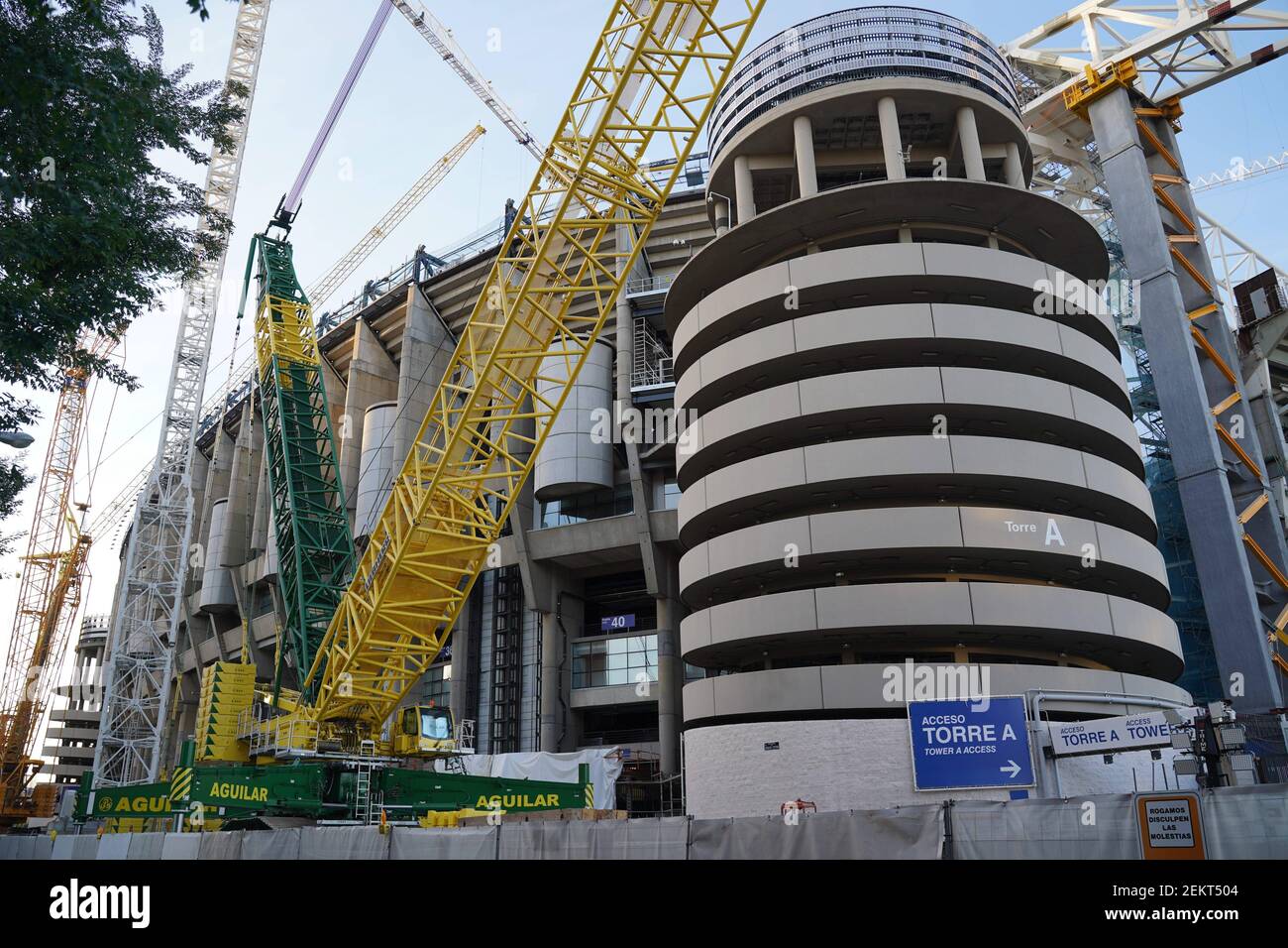A view of the stadium during its renovation. The new Bernabeu Stadium ...
