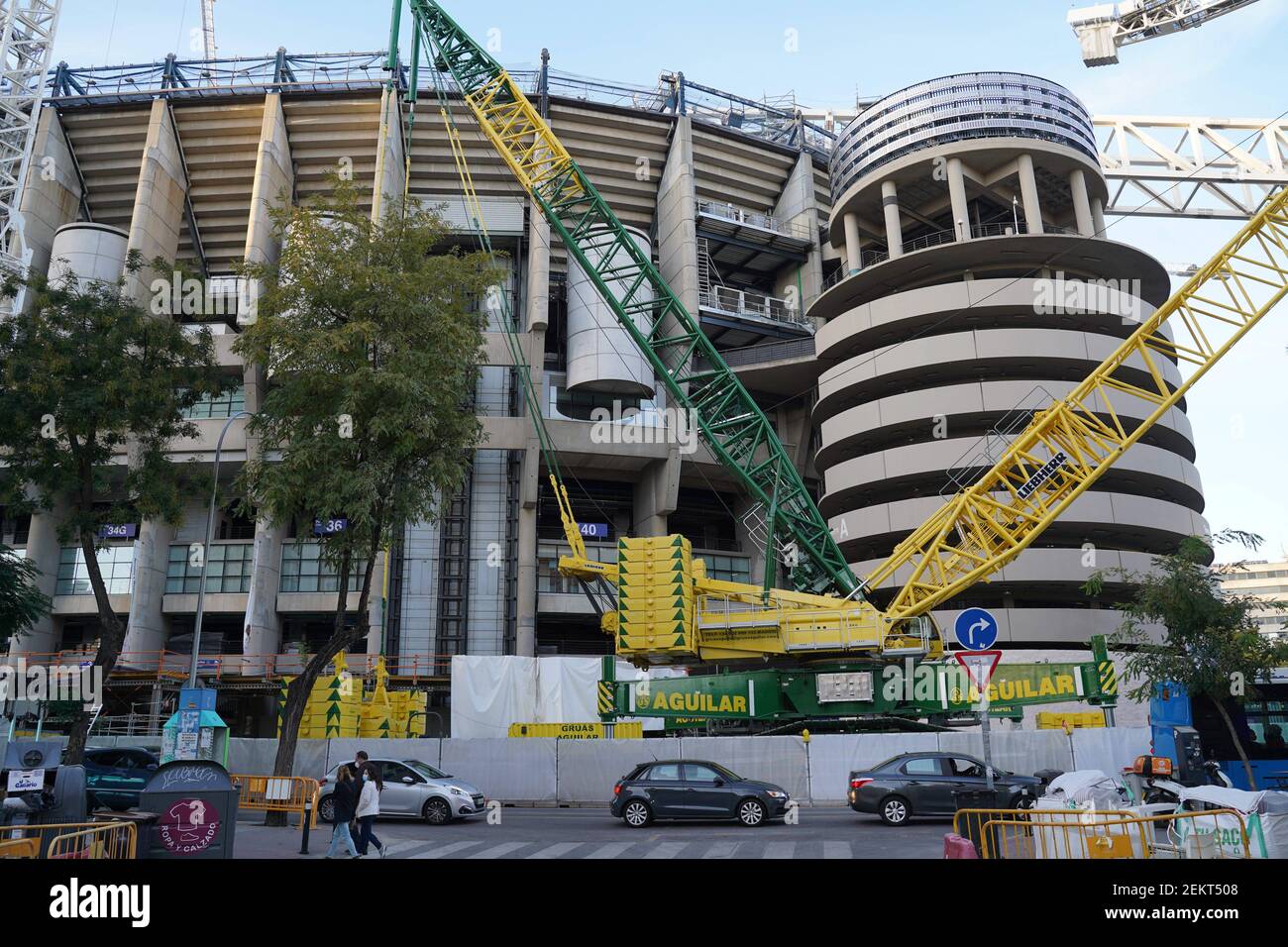 A view of the stadium during its renovation. The new Bernabeu Stadium ...