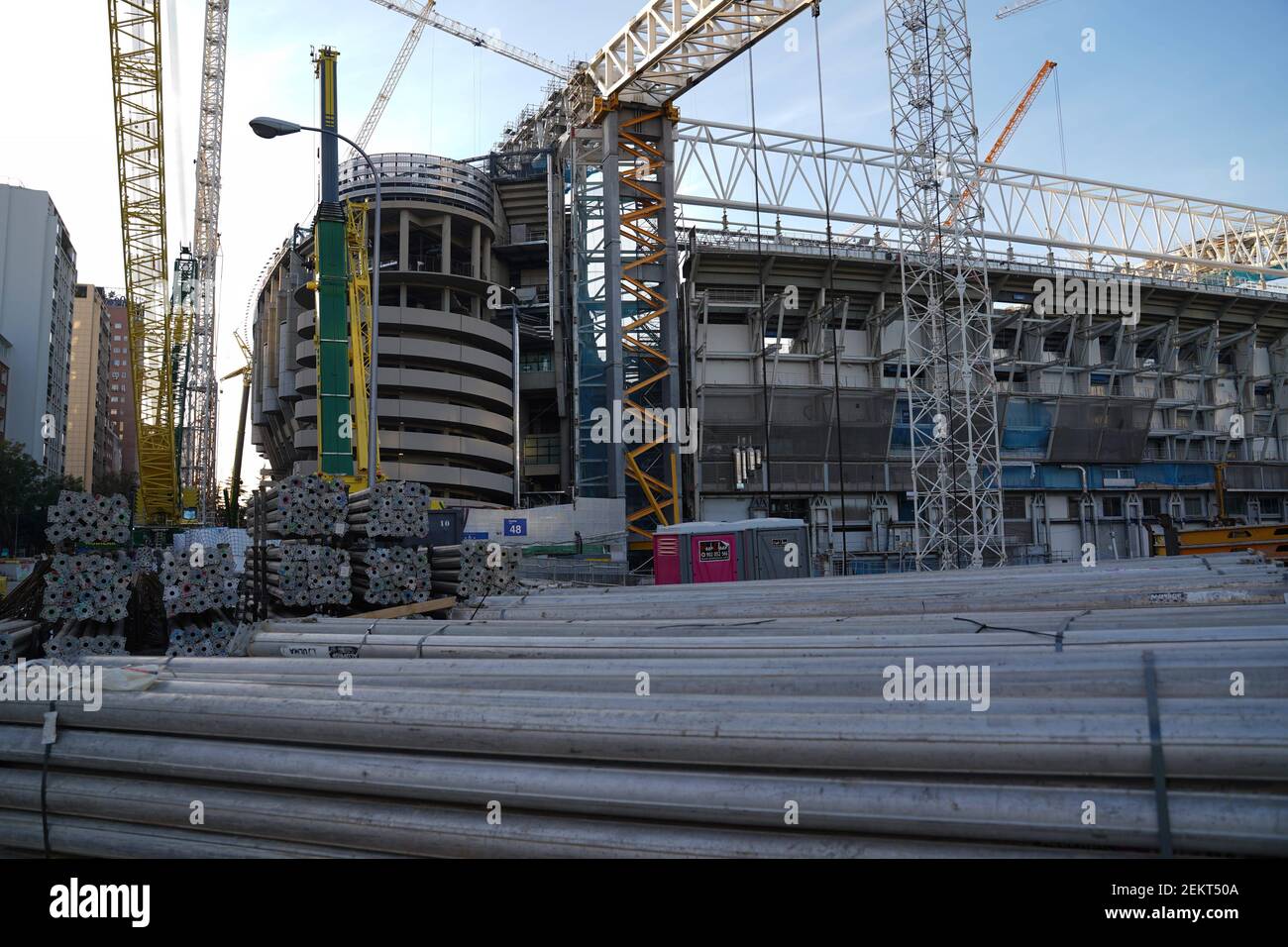A view of the stadium during its renovation. The new Bernabeu Stadium ...