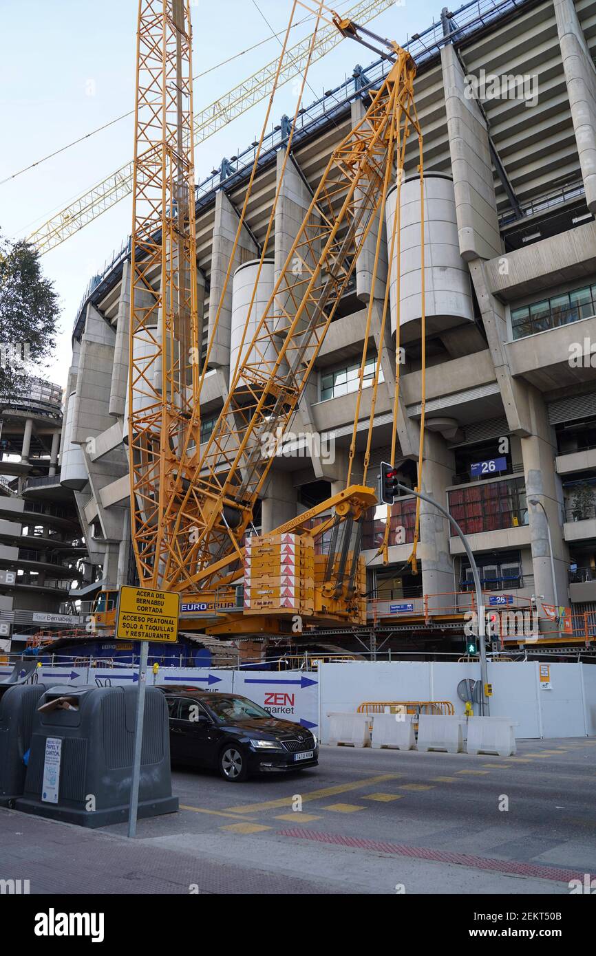 A view of the stadium during its renovation. The new Bernabeu Stadium ...