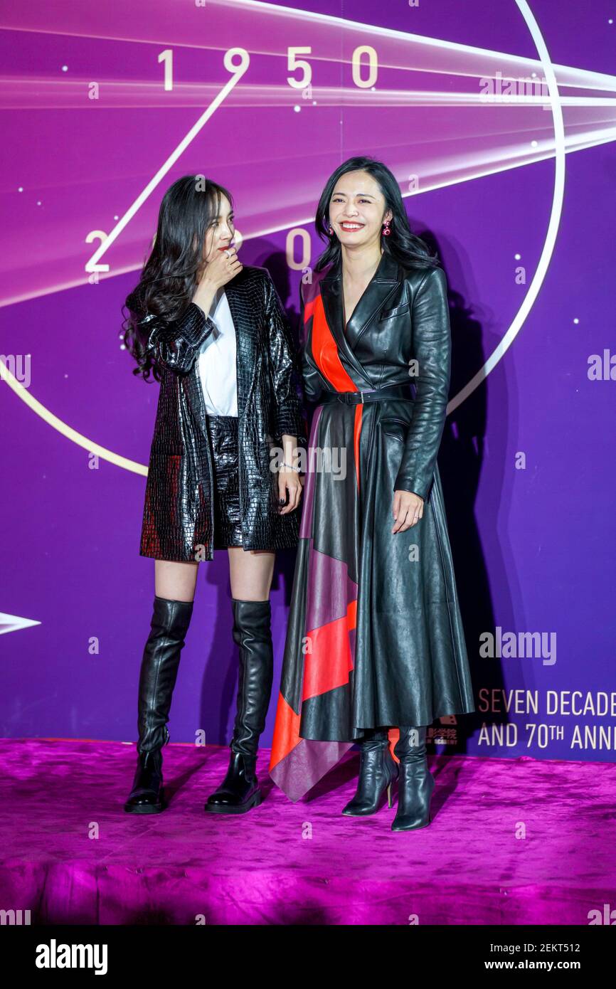 Chinese actresses Yang Mi, left, and Yao Chen attend the 70th ...