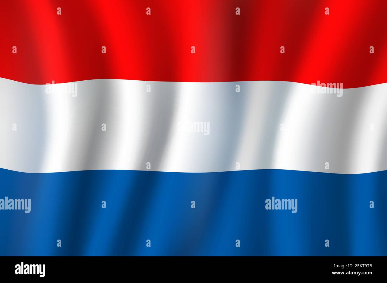 Flag of Netherlands horizontal red, white and blue tricolor waving ...