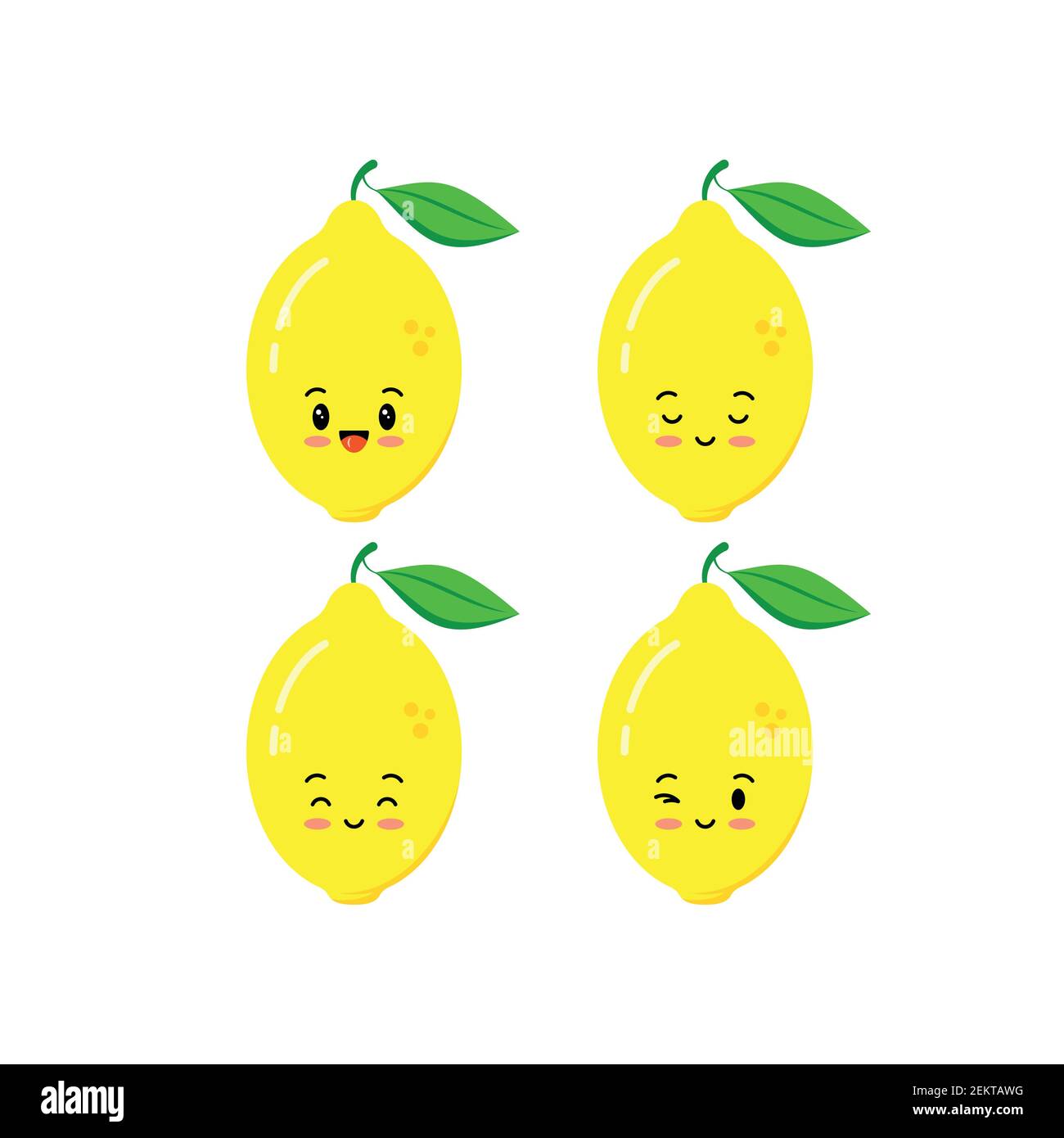Cute lemon cartoon character icon set isolated on white background ...