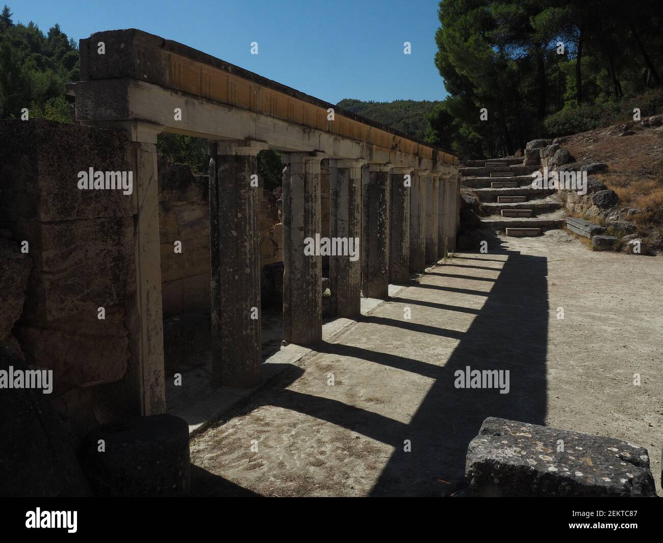 Amphiareion of Oropos, Greece, ancient theatre entrance steps and stage ...