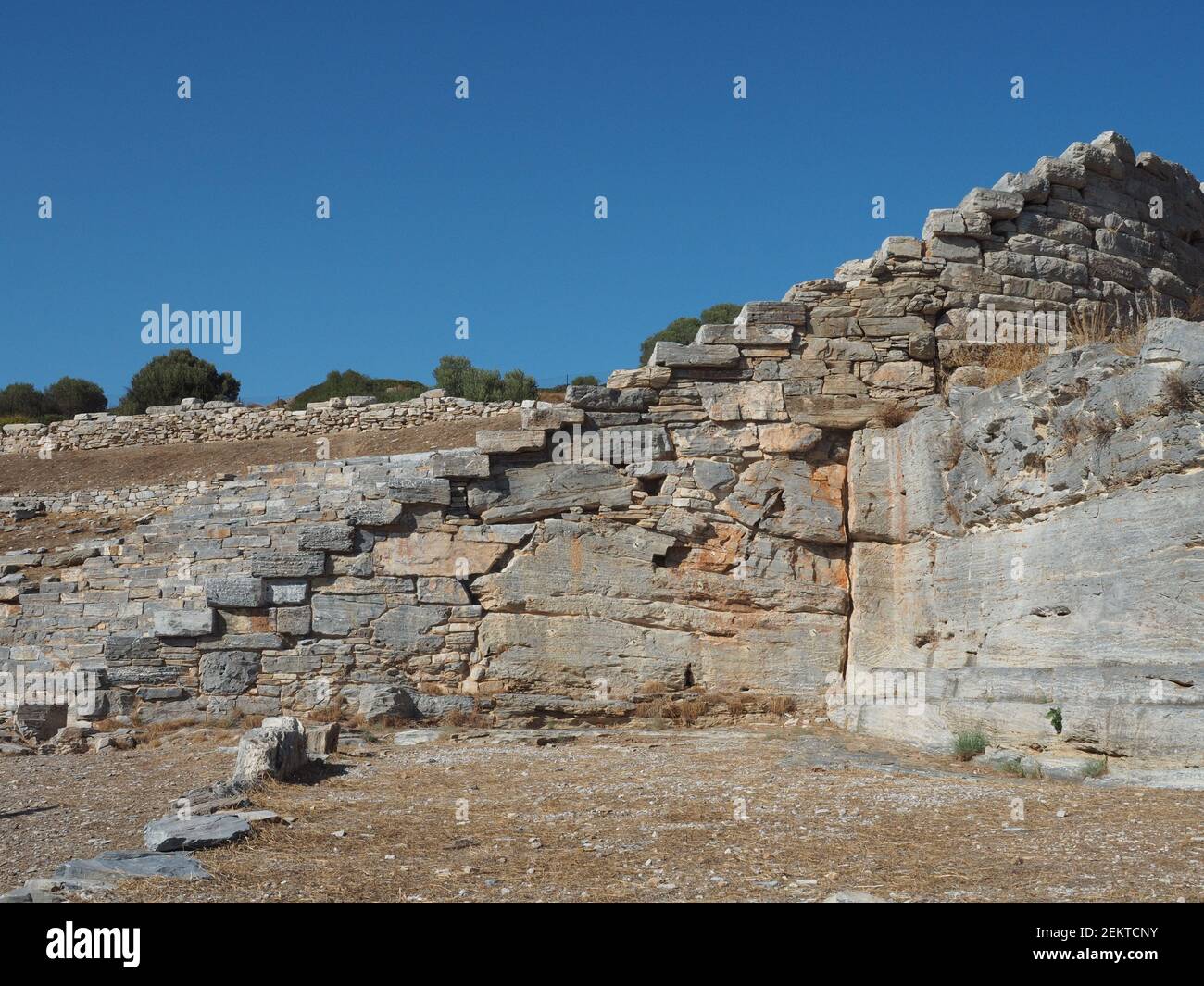 Outer wall of Ancient Theatre of Thorikos near Lavrion, Attica, Greece ...