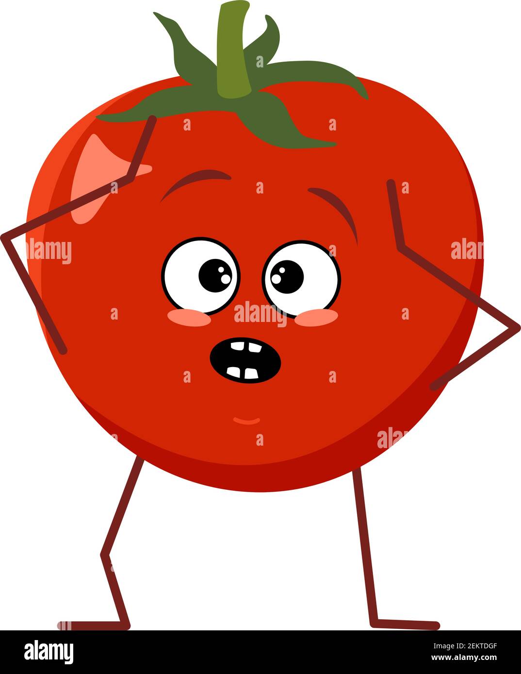 Cute tomato character with emotions in a panic grabs his head Stock ...
