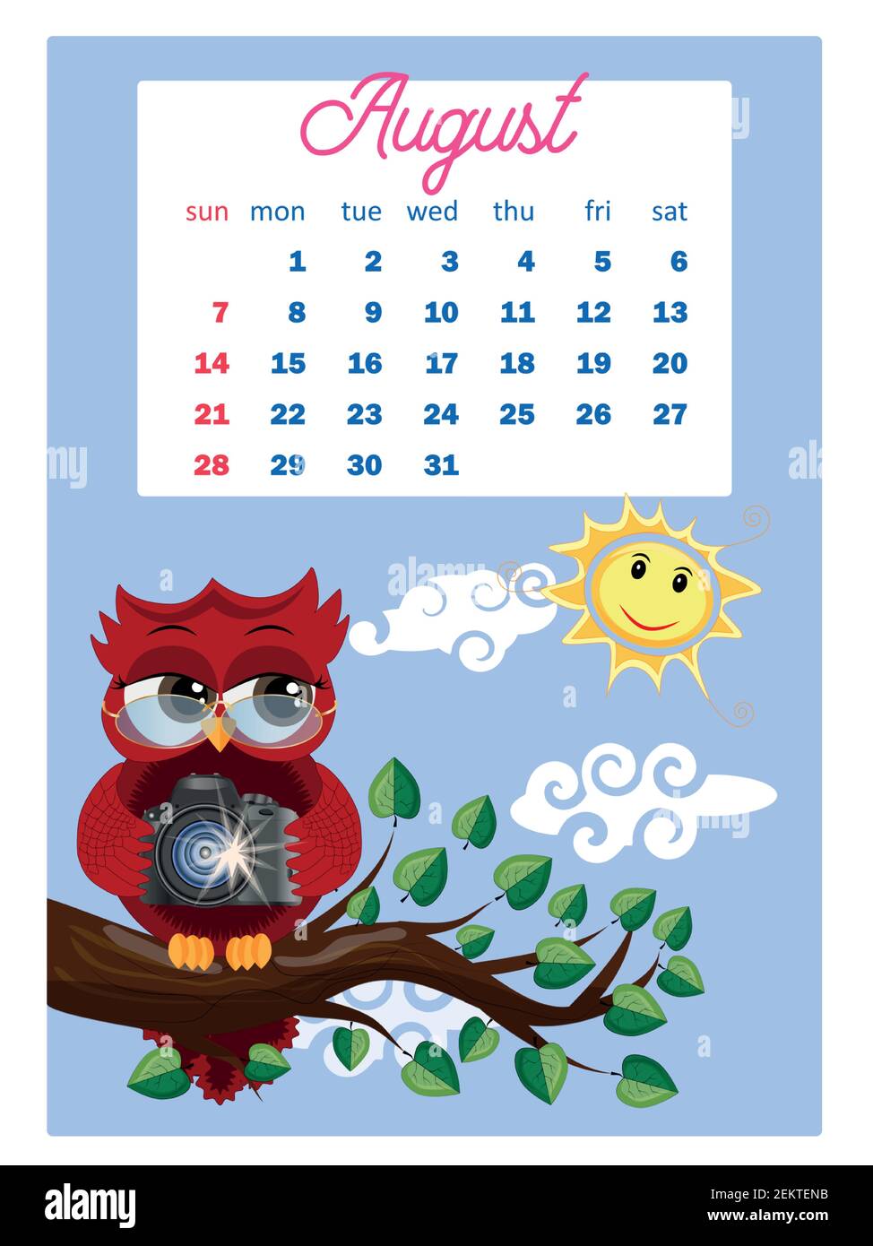 Calendar 2022. Cute owls and birds for every month. Wall vertical ...