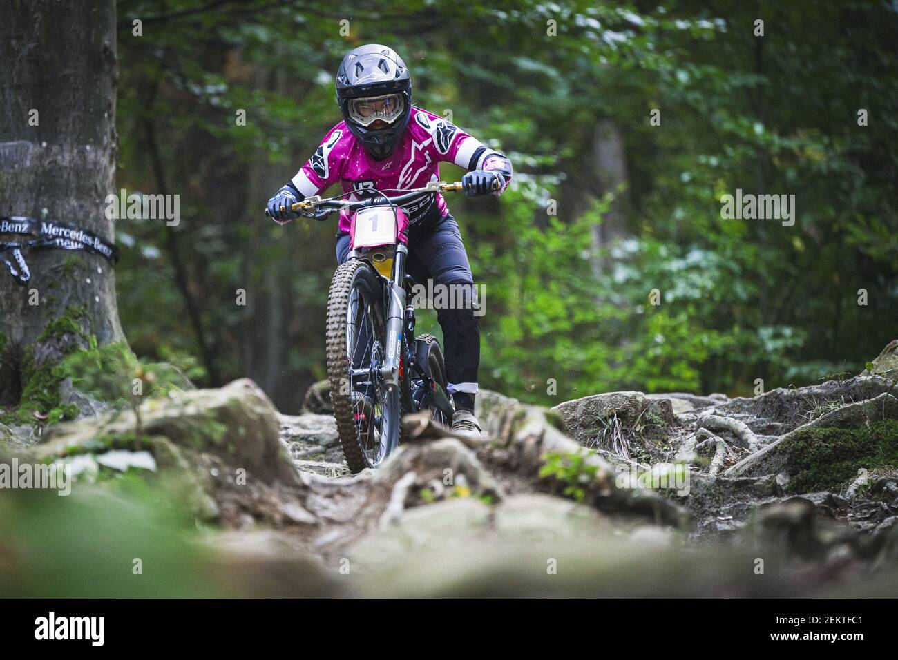 Tracey Hannah of Australia competes during the UCI Mountain Bike ...