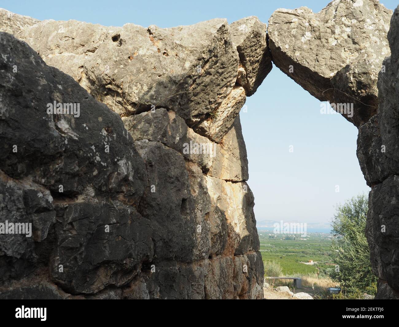 Entrance to the Pyramid of Hellinikon near Kefalari in Peloponnese ...