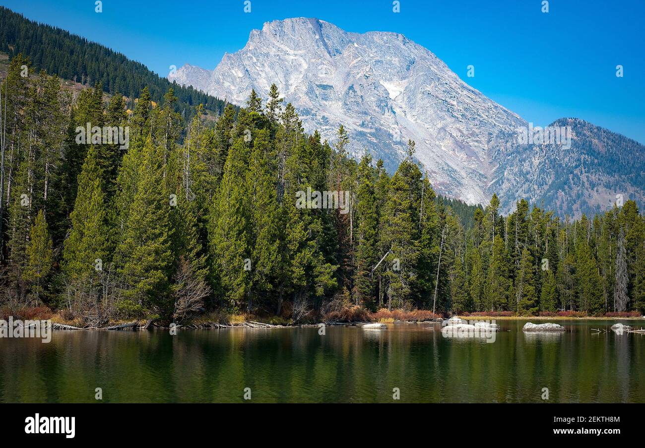 October 8, 2020: The stillness of String Lake beneath the towering Mt ...