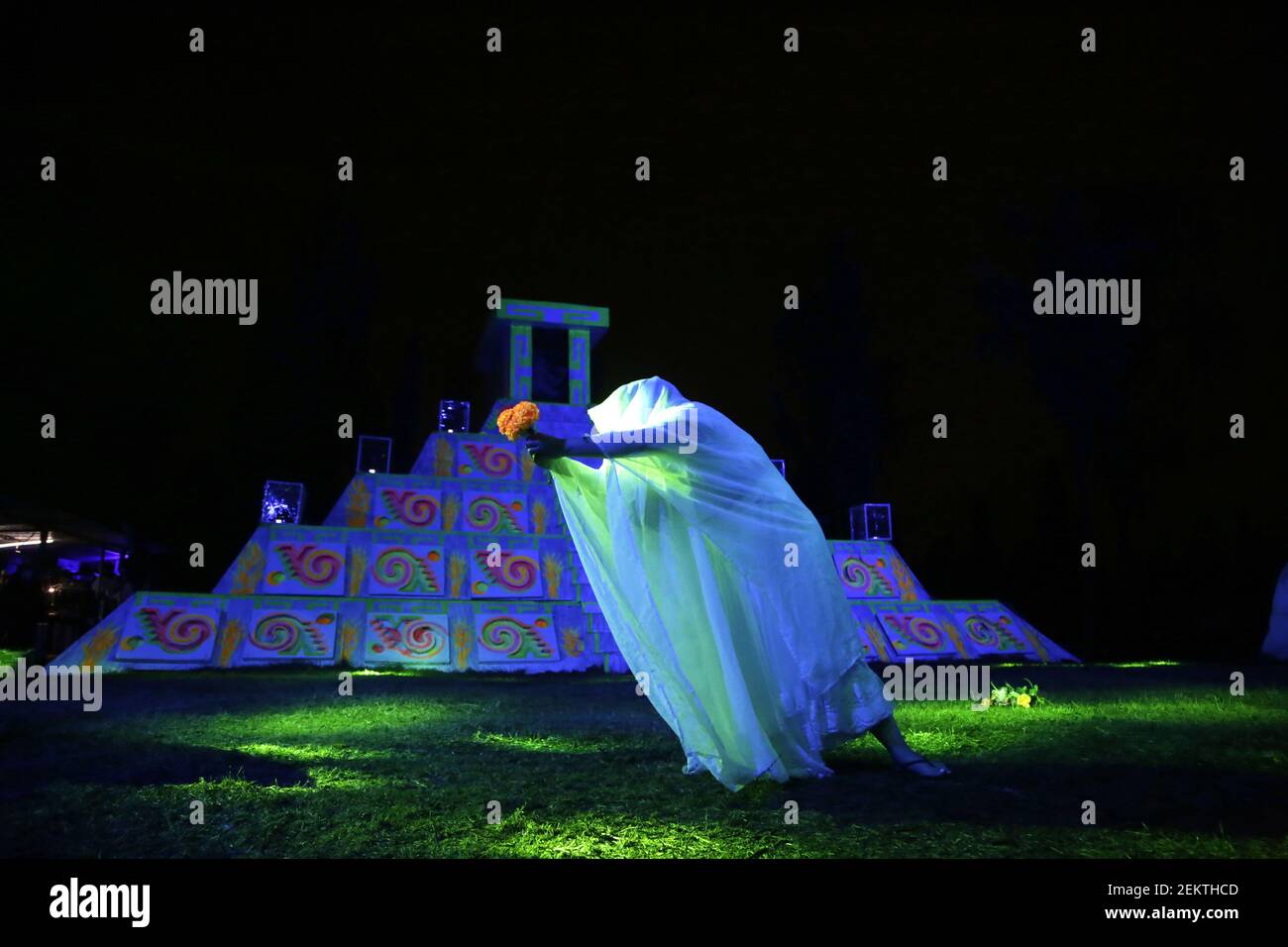 A person performs during the show of the Legend of the weeping woman ...