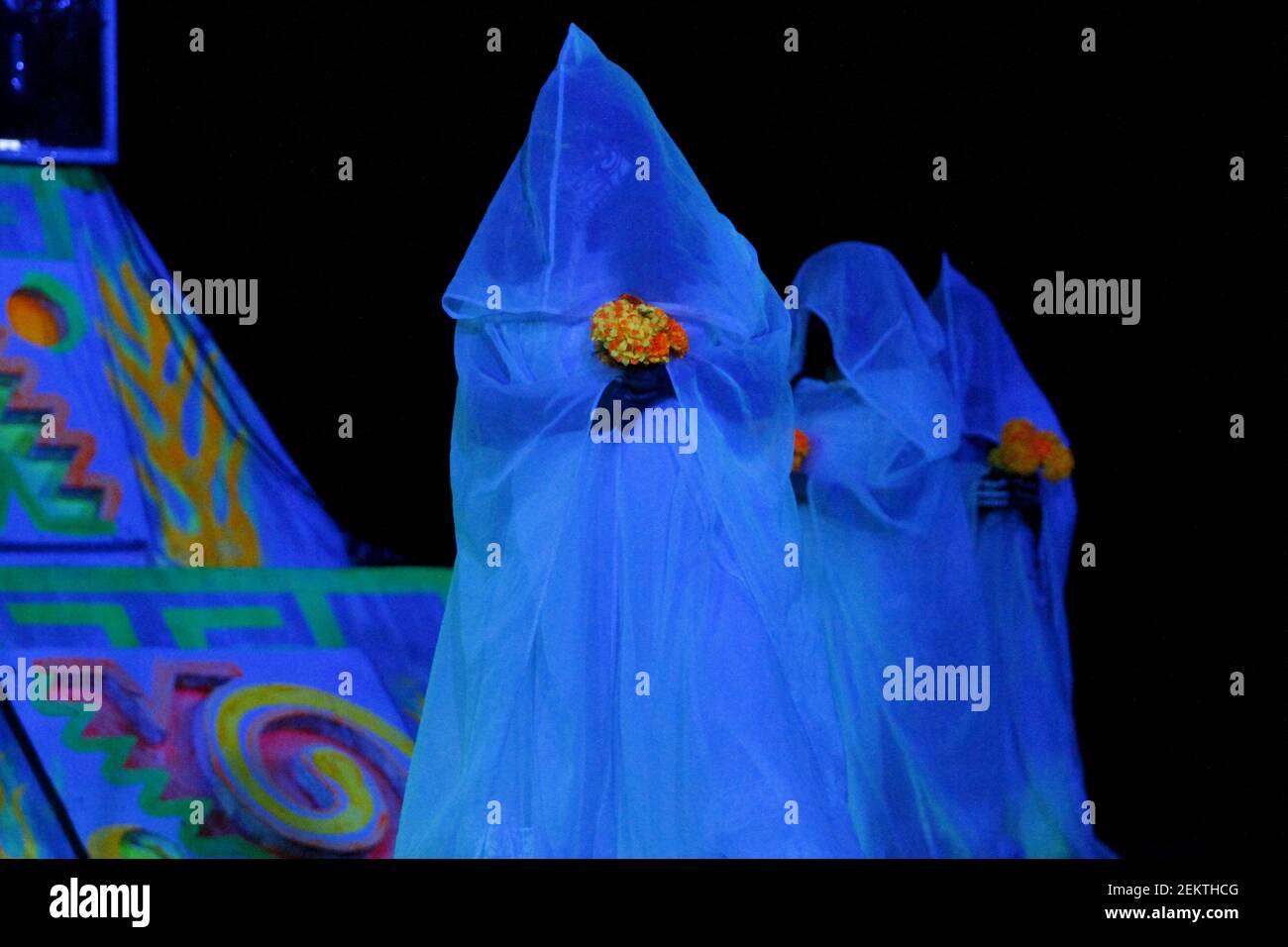 A person performs during the show of the Legend of the weeping woman ...