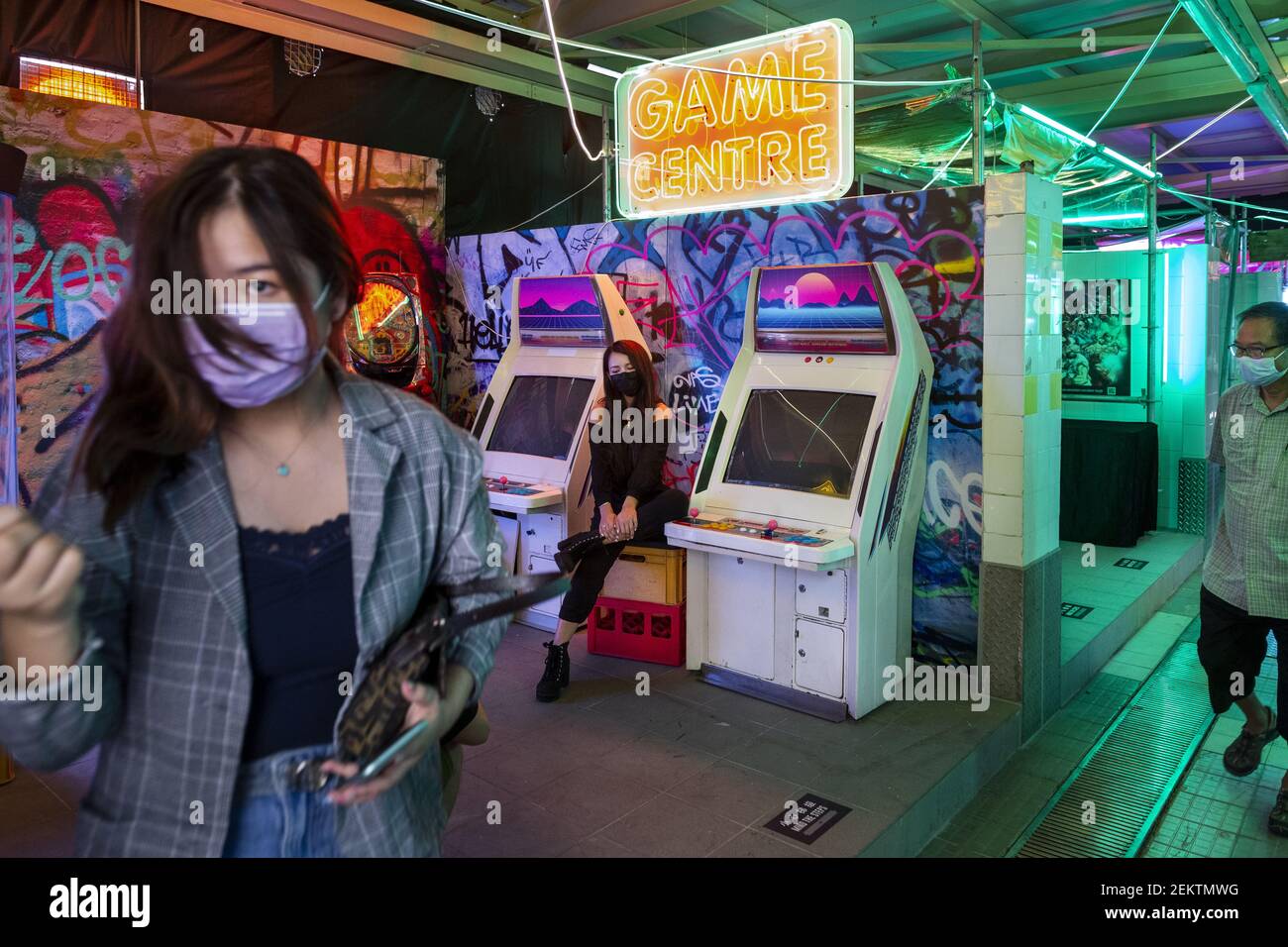 Visitors seen at an exhibition called 'Heart of Cyberpunk'. The Heart ...