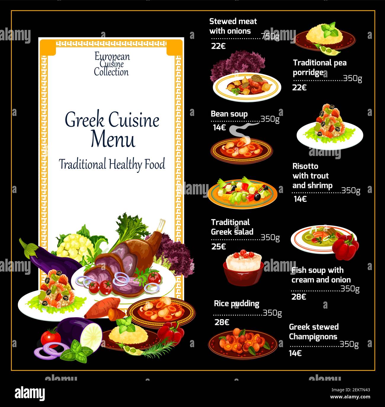 Greek cuisine restaurant menu, traditional greece mediterranean food ...