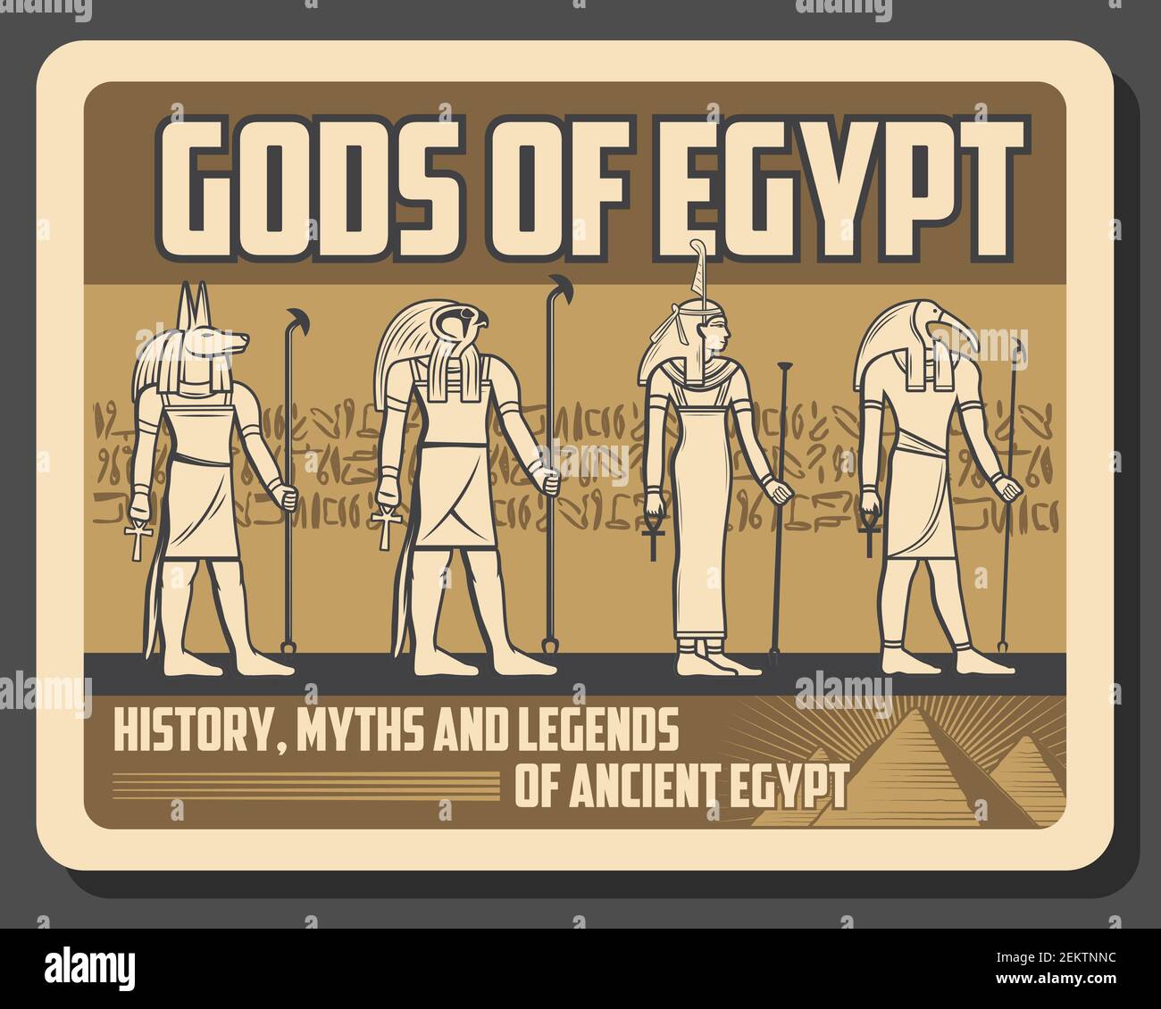 Gods of Egypt retro deities statues. Vector ancient Egypt religion and ...
