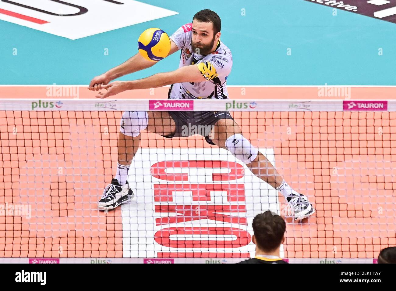 Mateusz Mika of Trefl in action during the Plus Liga match between ...