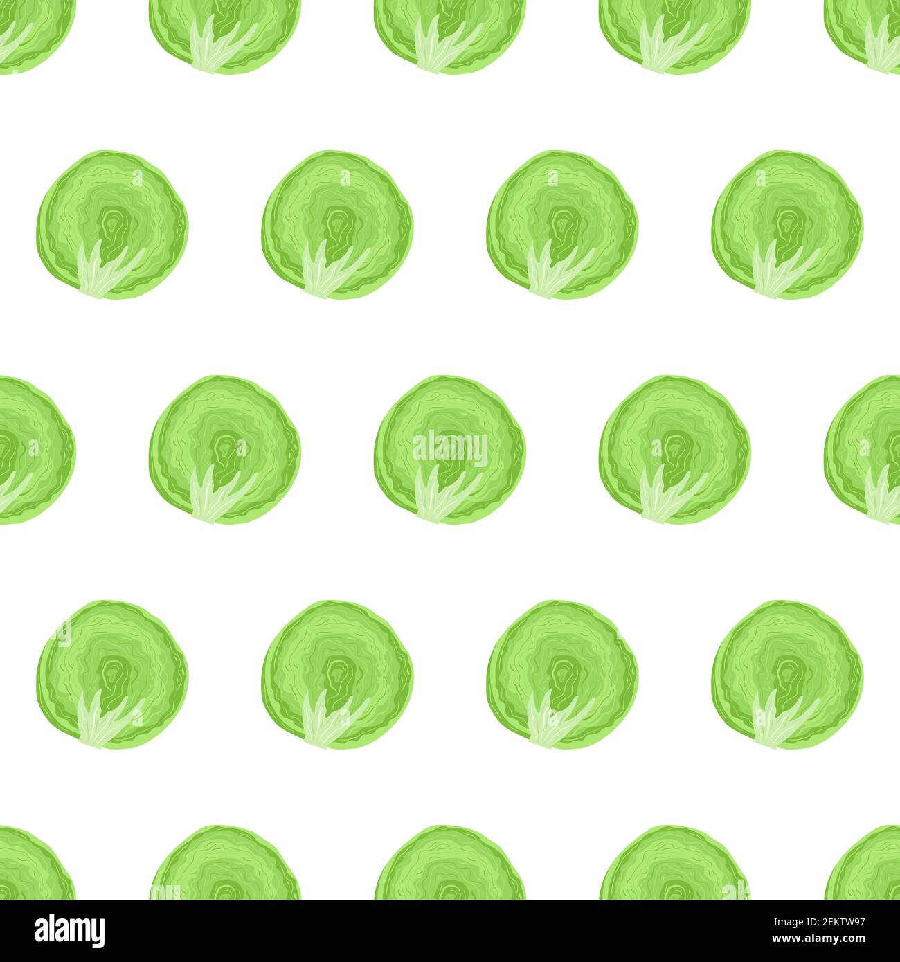 Seamless pattern with iceberg lettuce cut in half. Organic textile ...