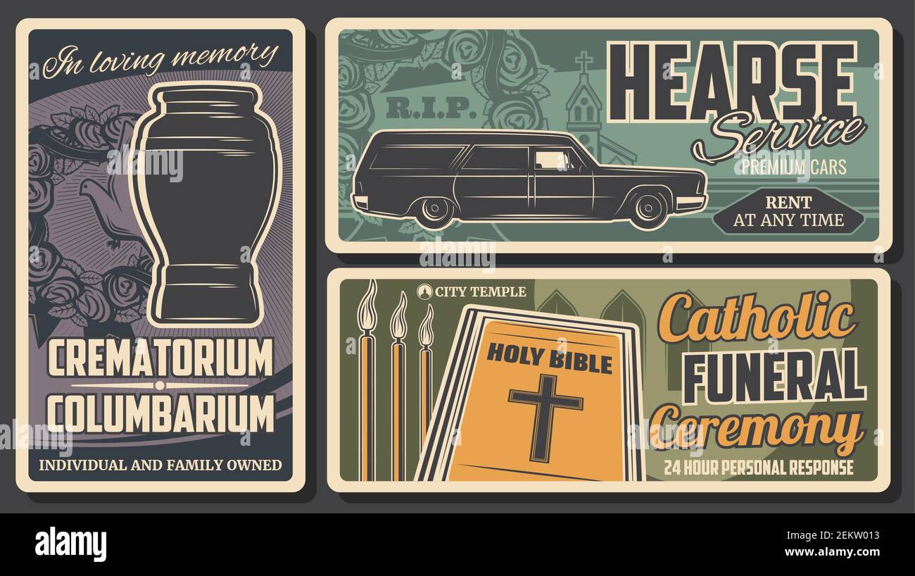 Crematorium columbarium, hearse service and retro catholic funeral ...