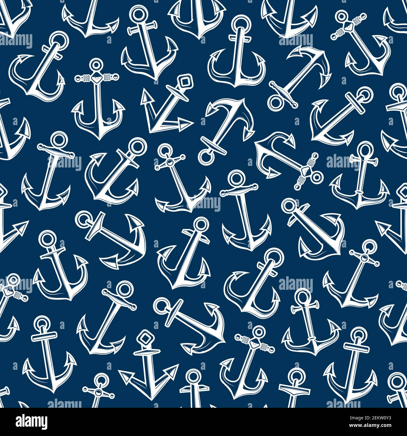 Ship anchor seamless pattern, marine adventure and sailor nautical ...