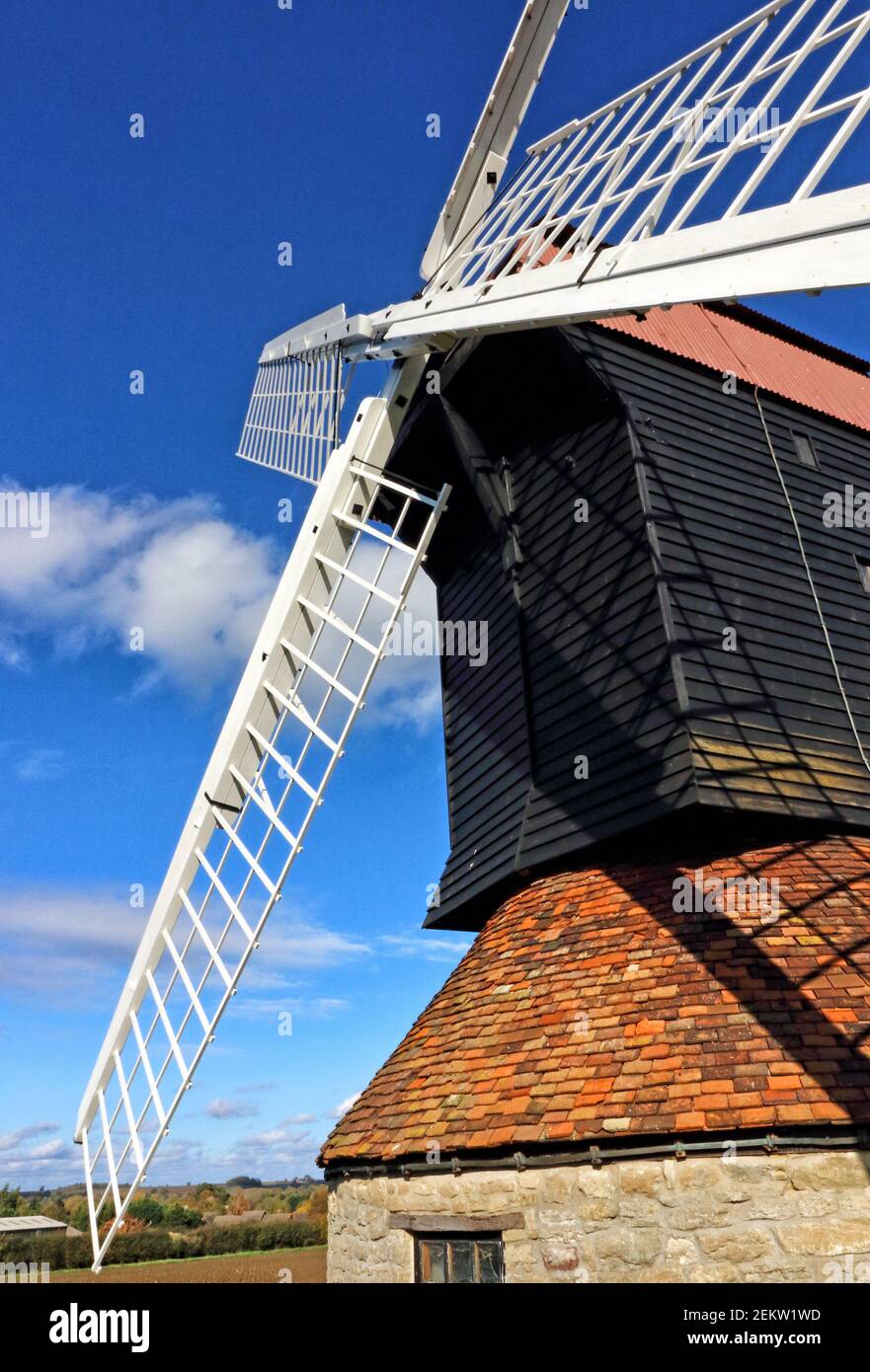 Historic windmill under blue autumn skies. This 18th century windmill ...