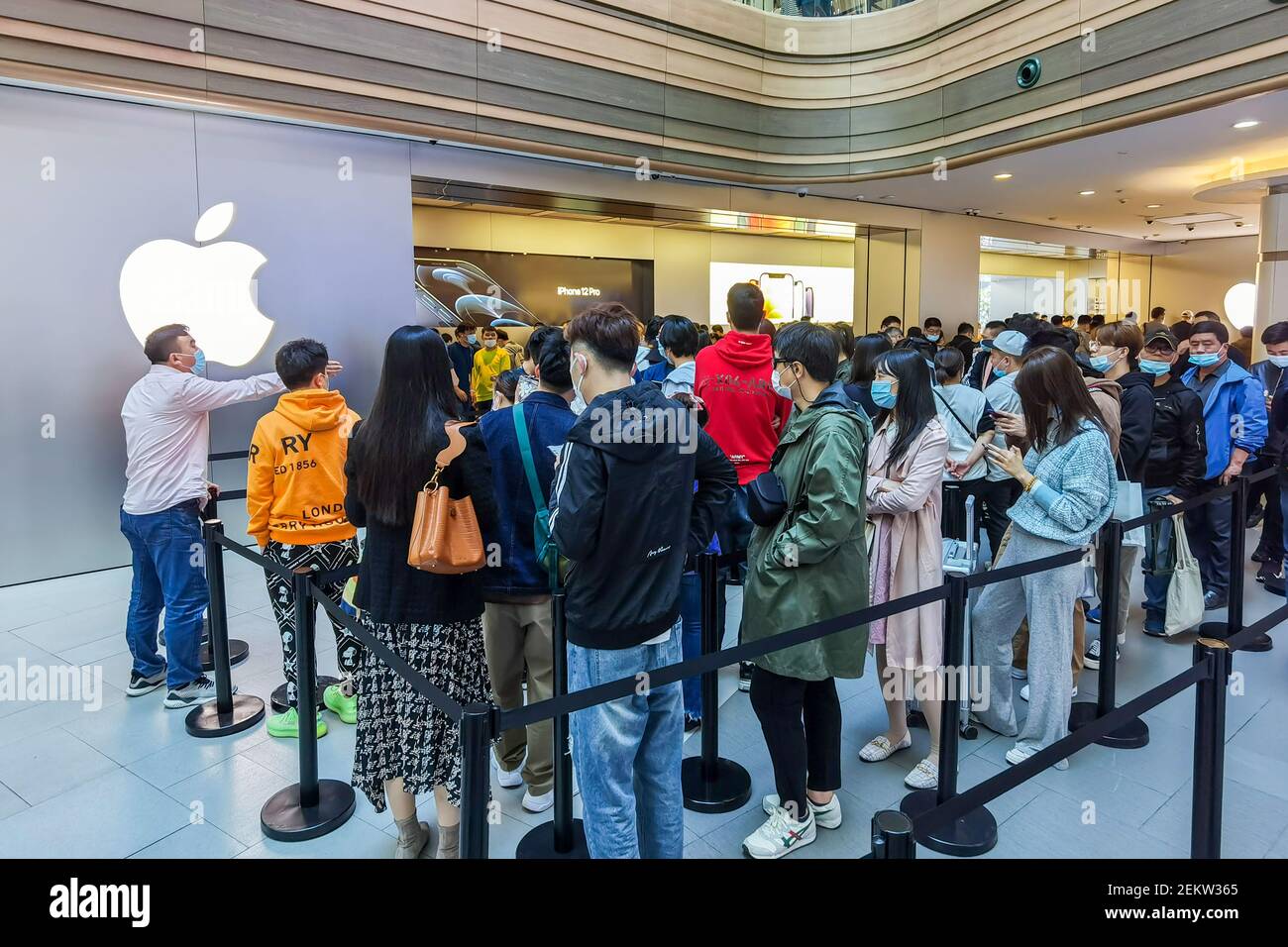 SHANGHAI, CHINA - OCTOBER 23, 2020 - Customers experience Phone12 ...