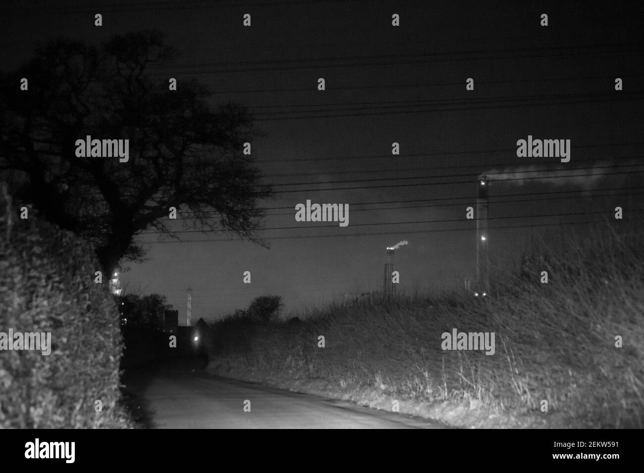 flame burning at the top of pipe stacks, flares, flaring, vapours ...