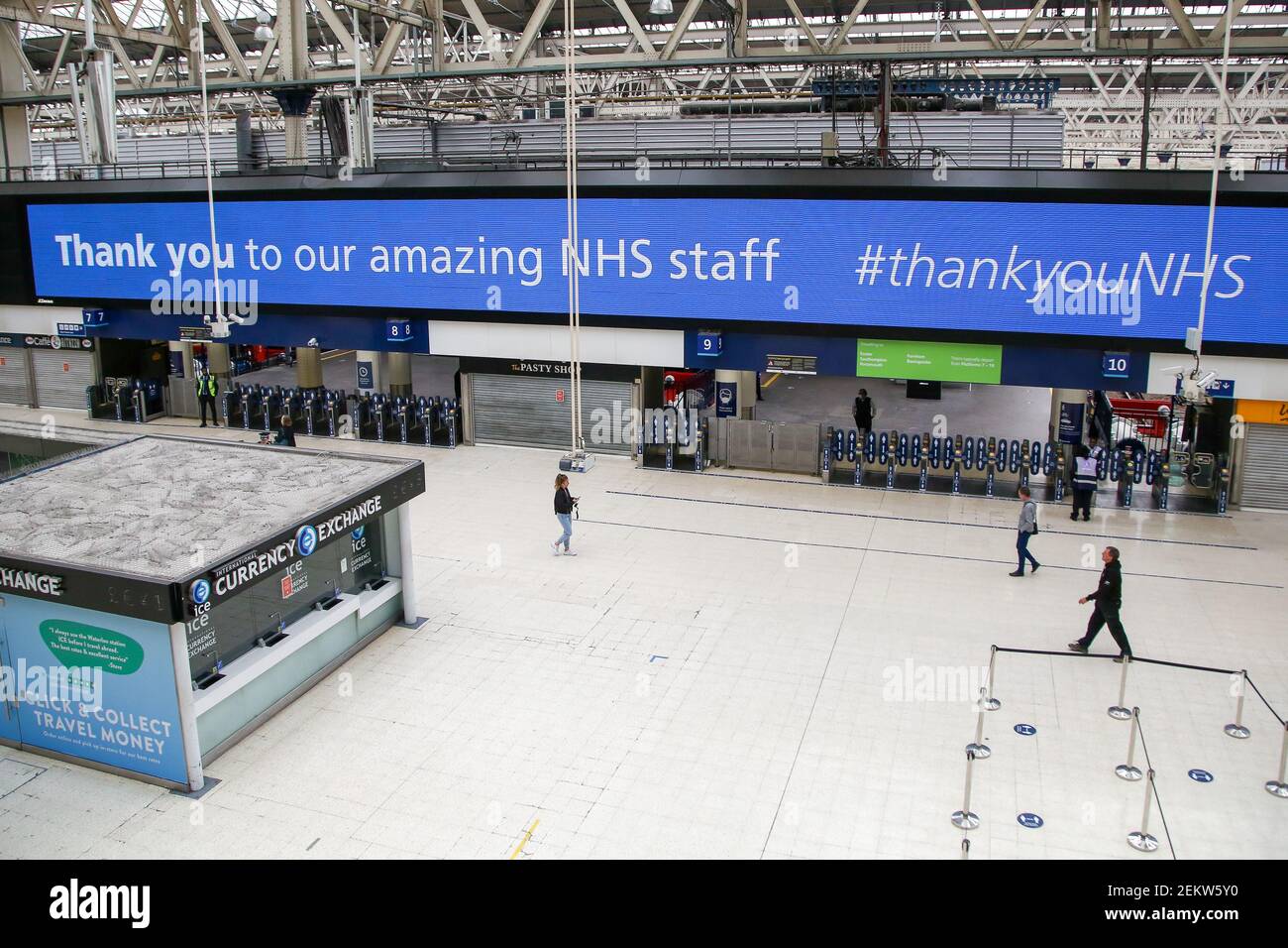 A sign reading 'Thank you to our amazing NHS staff #thankyouNHS' is ...