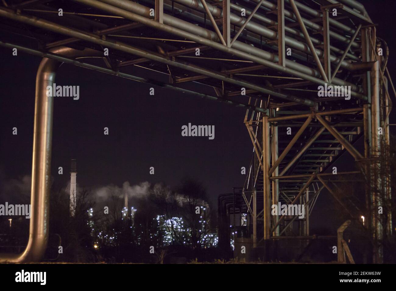 industrial pipes to and from a refinery, heavy duty, steel ...