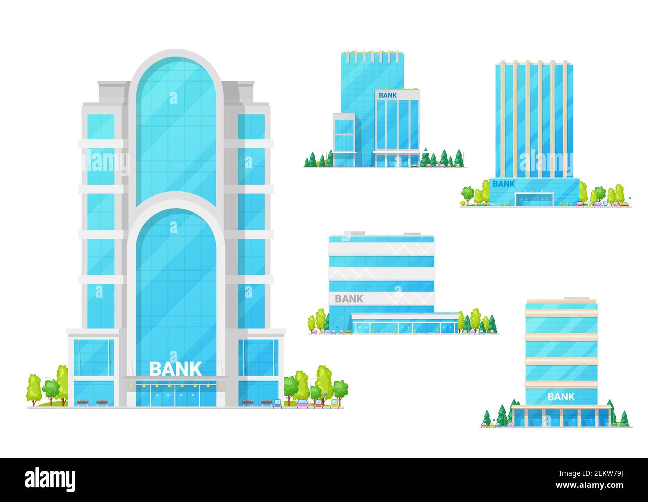 Bank buildings, city financial institution center architecture facade ...