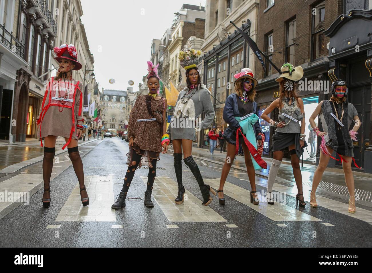 Models showcase Pierre Garroudi collection during the flash mob fashion ...