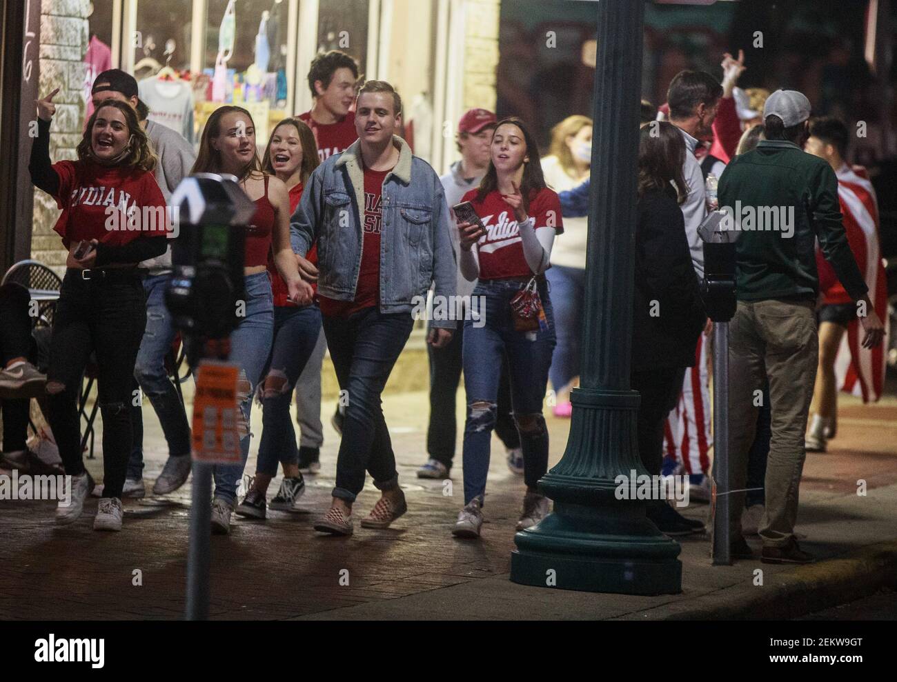 Indiana University football fans celebrate on Kirkwood after the IU ...
