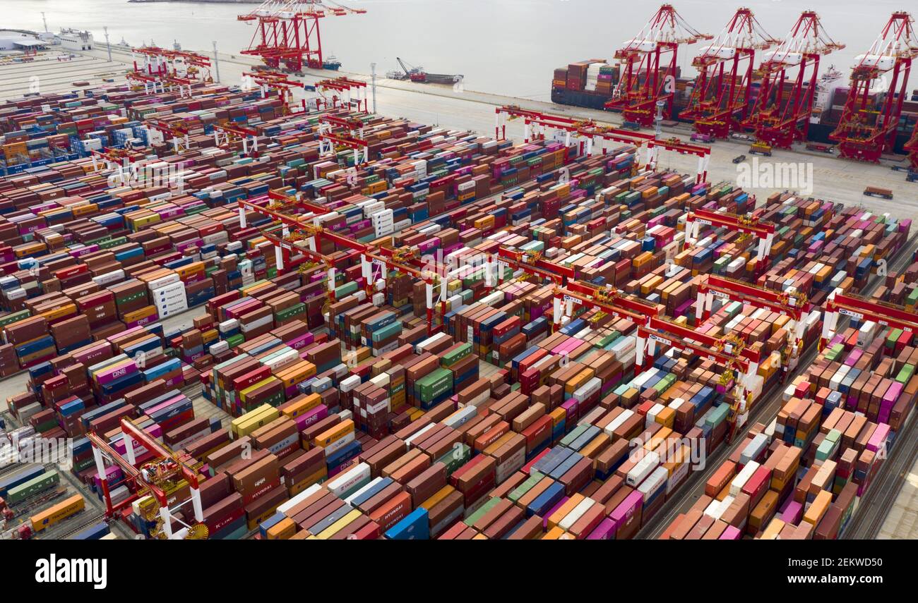 SHANGHAI, CHINA - OCTOBER 25, 2020 - Aerial photography of Yangshan ...