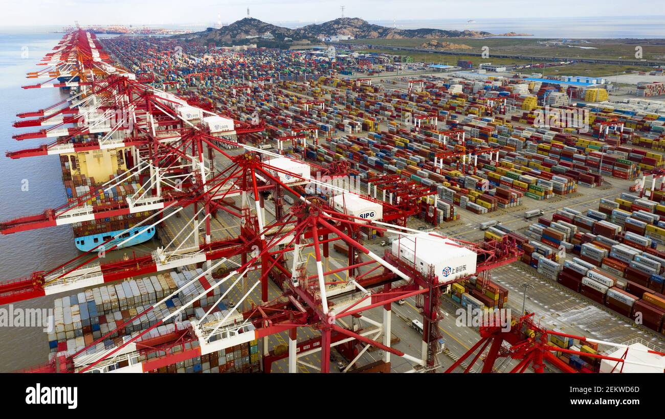 SHANGHAI, CHINA - OCTOBER 25, 2020 - Aerial photography of Yangshan ...