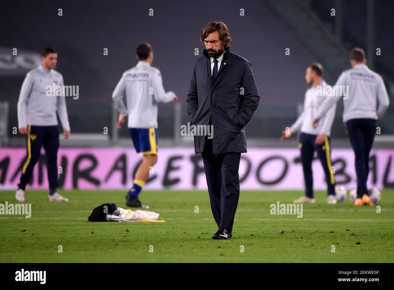 Andrea Pirlo coach of Juventus FC looks on prior to the Serie A ...