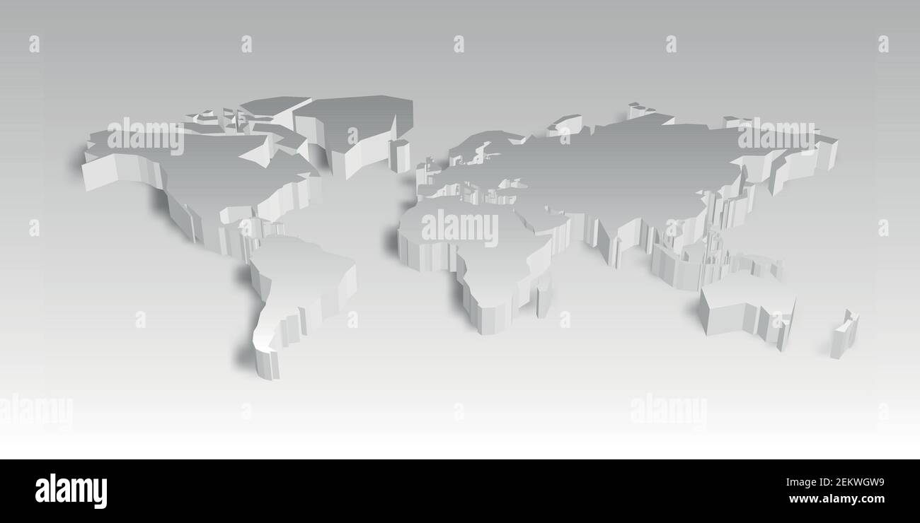3D map of World with shadow. Vector illustration Stock Vector Image ...