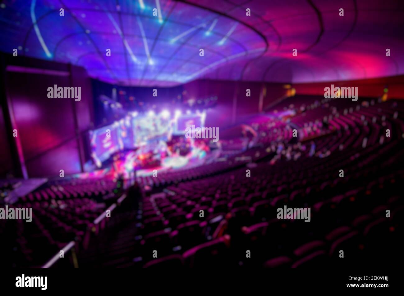 Abstract blurred background of big esports gaming event at big arena ...