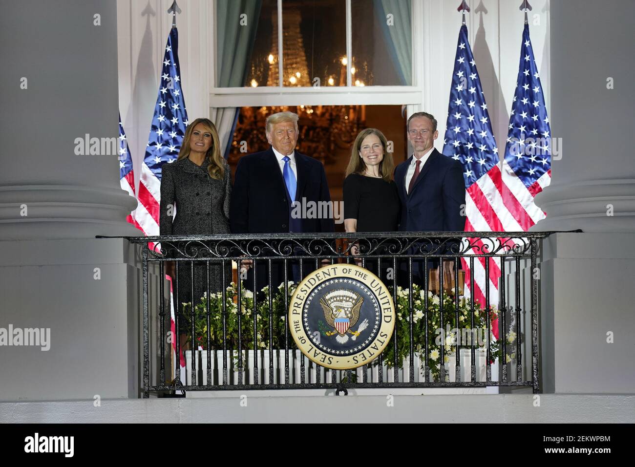 United States President Donald J. Trump, left center, and first lady ...